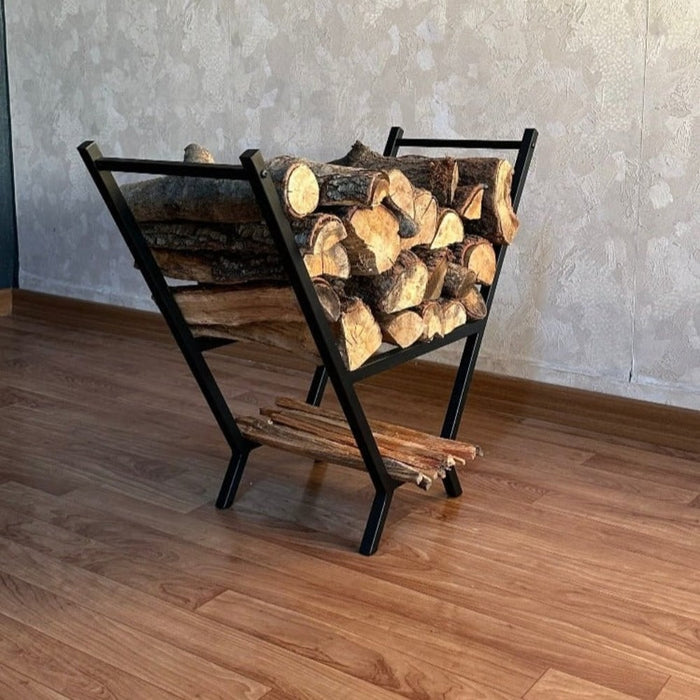 Firewood Storage- Portable V Shaped Metal Wood Rack - Grandmix